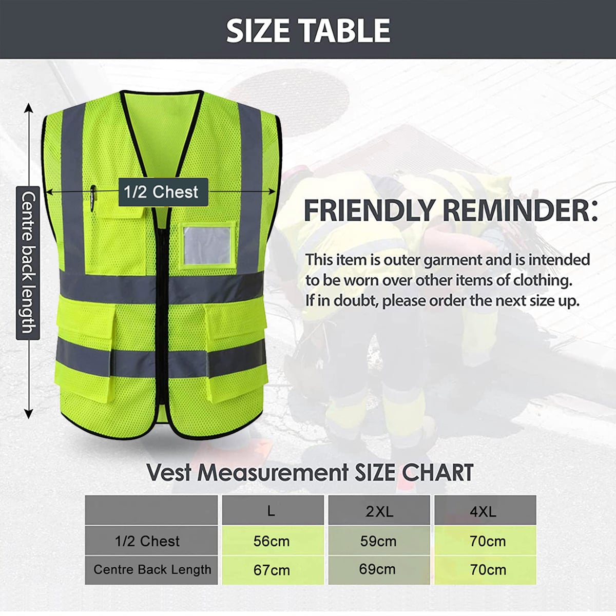 Mesh Reflective Safety Vest with Pockets and ID Badge Holder Unisex ...