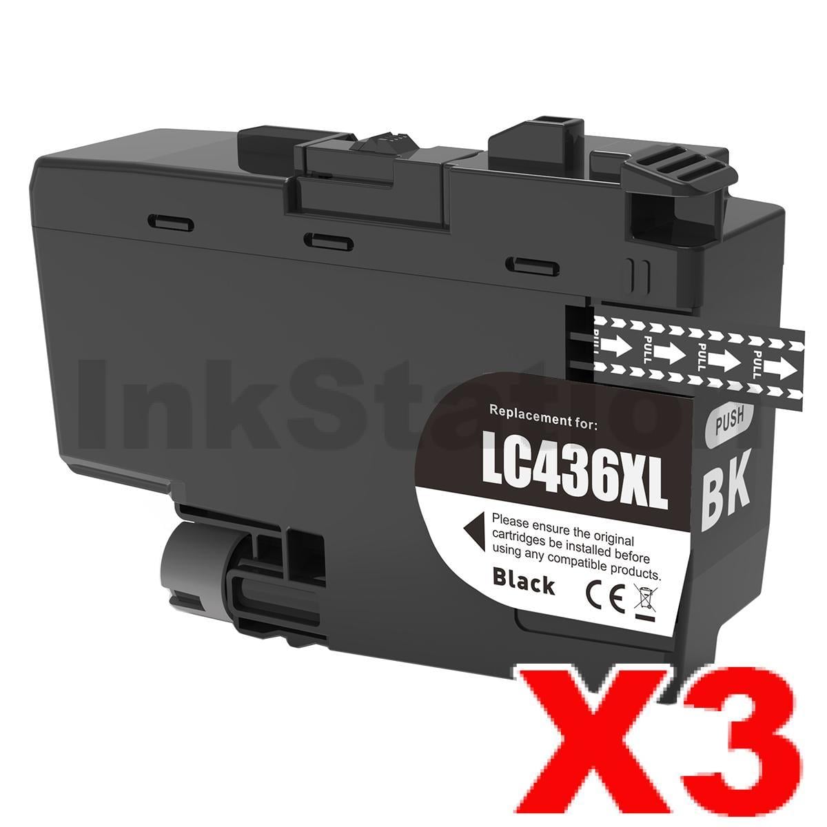 Brother 3 x Compatible LC-436XLBK High Yield Black Ink Cartridge ...
