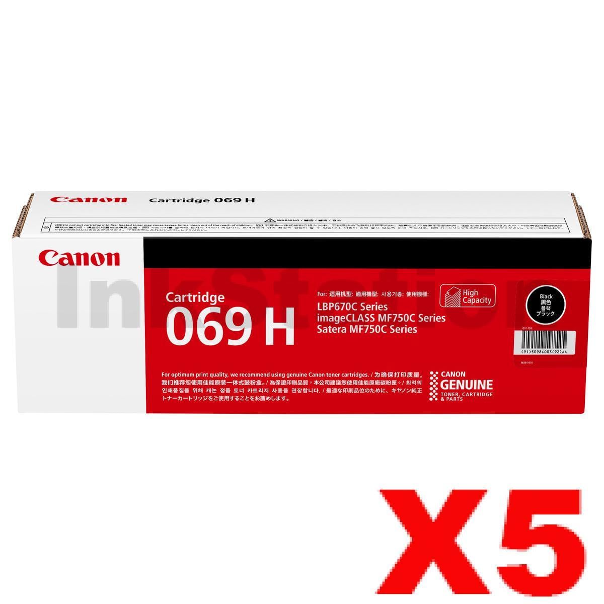 Canon 5 x CART-069HB Black High Yield Genuine Toner Cartridge - 7,600 ...