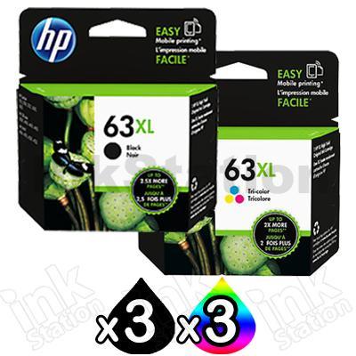 HP 6 Pack 63XL Genuine High Yield Inkjet Cartridges F6U64AA + F6U63AA ...