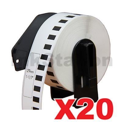 Brother 20 x Compatible DK-22211 Black Text on White Continuous Film ...