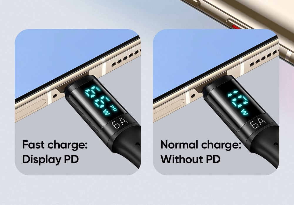 Digital HD USB-A to USB-C 66W Fast Charging 6A High Current Nylon ...