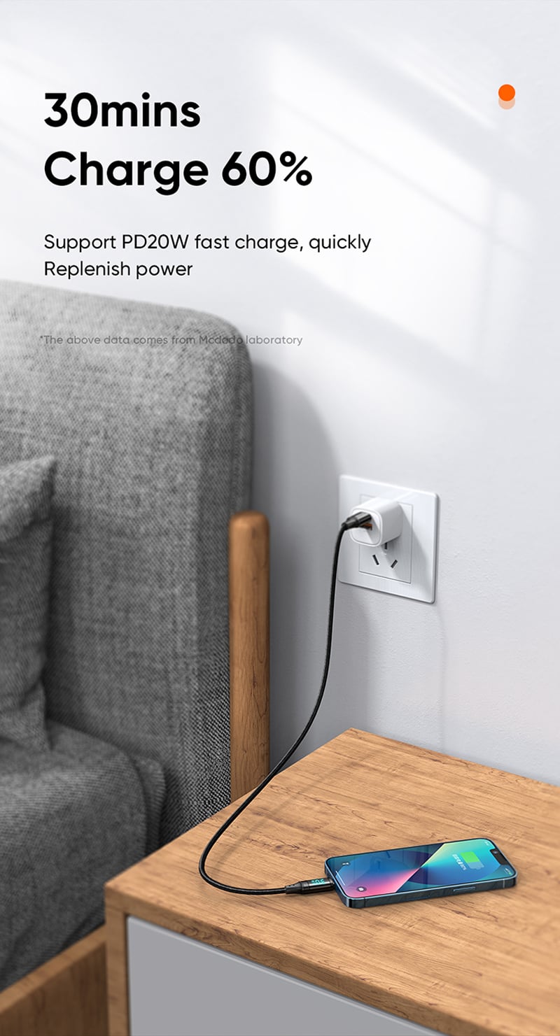 Digital HD USB-C to Lightning 36W Fast Charging Nylon Braided Cable for ...