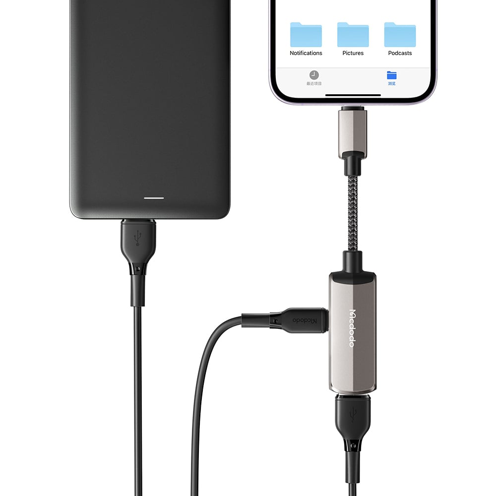 2-IN-1 OTG Convertor Lightning To USB-A 3.0 + Lightning for Charging ...