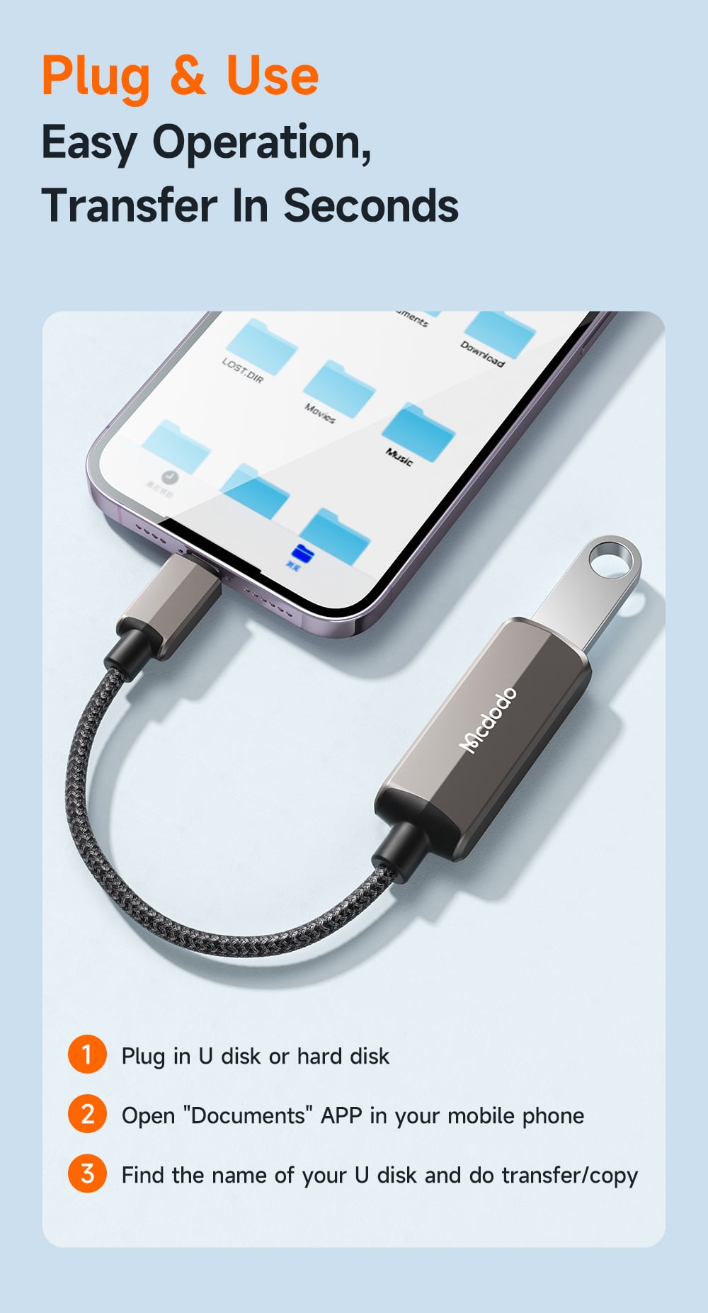 2-IN-1 OTG Convertor Lightning To USB-A 3.0 + Lightning for Charging ...