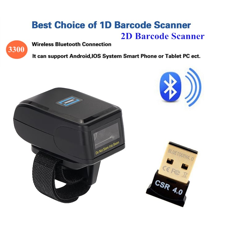 2D Bluetooth Wearable Ring Barcode Scanner Wireless Portable BQR Code ...