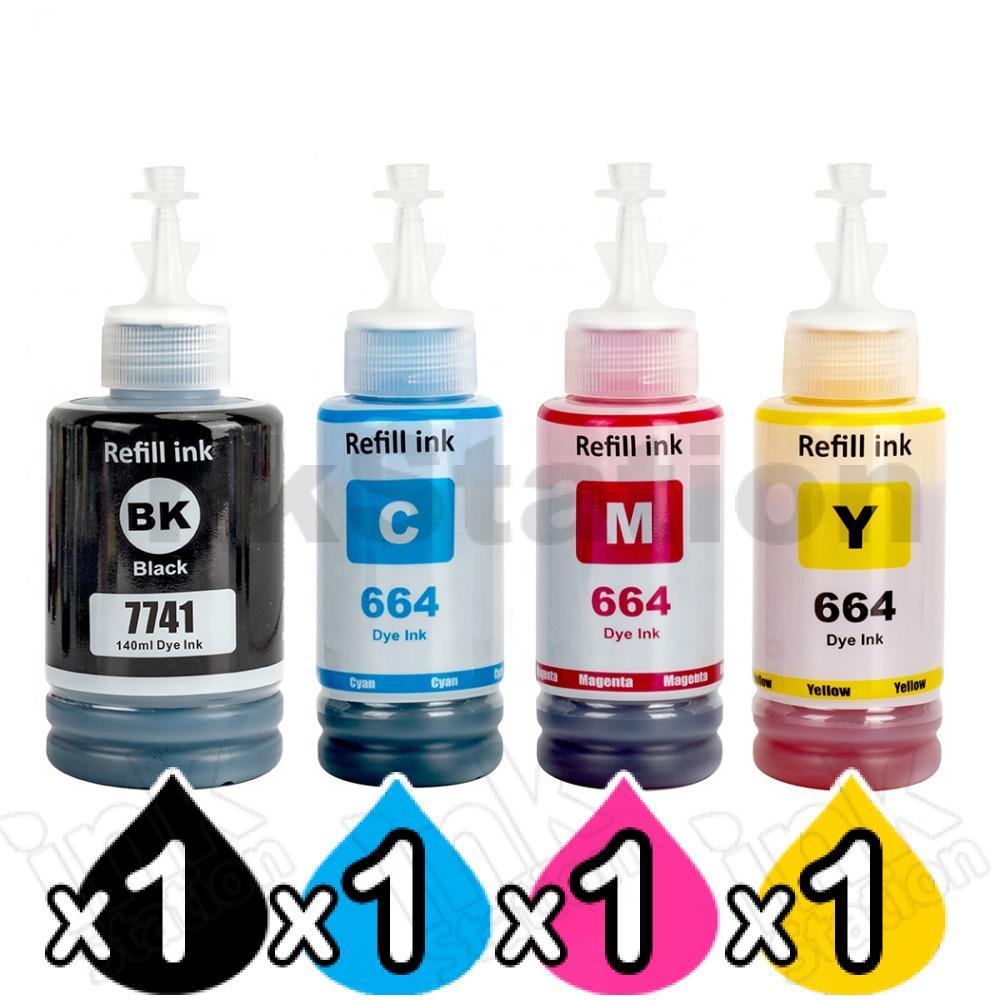 Epson 4-Pack Compatible T774 + T664 EcoTank Ink Bottles [BK+C+M+Y] - Ink Cartridges - InkStation