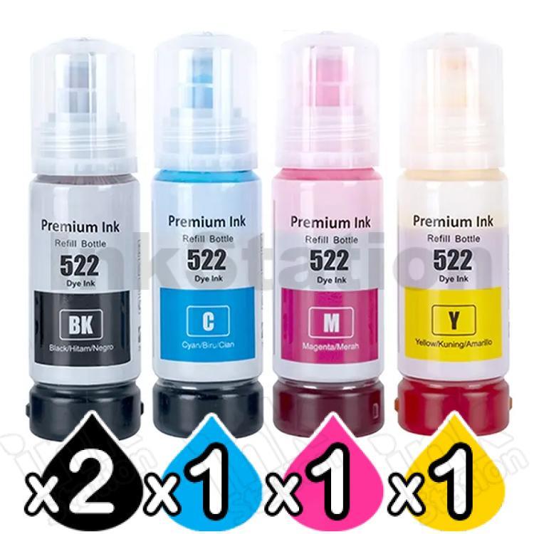 Epson 5-Pack Compatible T522 EcoTank Ink Bottle [2BK+1C+1M+1Y] - Ink ...