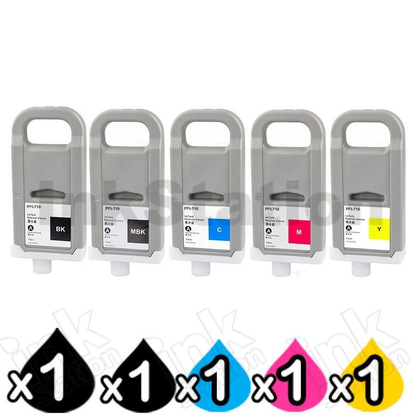 Canon 5 Pack PFI-710 Compatible Ink Cartridge Combo [1BK,1MBK,1C,1M,1Y ...