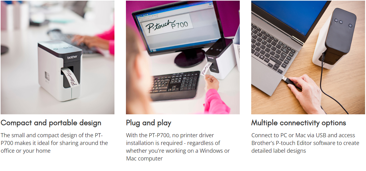 Brother P-Touch PT-P700 Dekstop Label Printer with Auto Cutter 30mm/sec ...