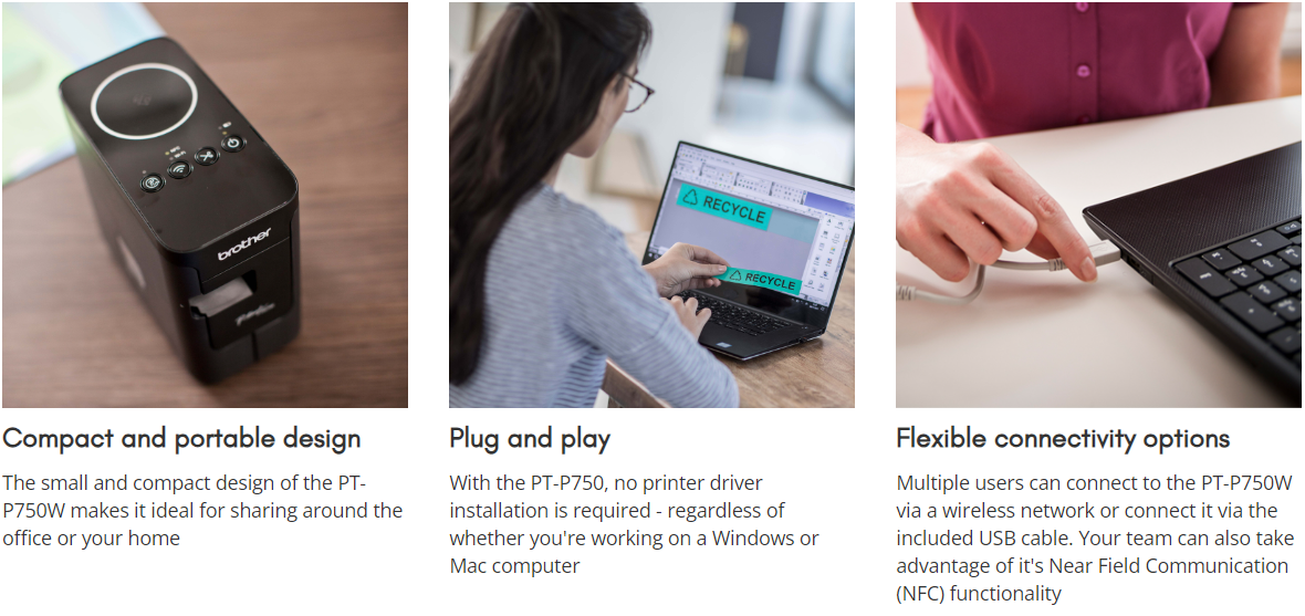 Brother P-Touch PT-P750W Desktop Label Printer - USB, Wi-Fi, NFC ...