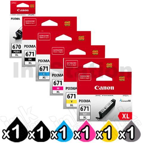 Canon 6 Pack Compatible PGI-670XL, CLI-671XL Inkjet Combo [2BK,1PBK,1C ...
