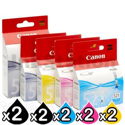 Canon 10-Pack Genuine PGI-520 & CLI-521 Inkjet [2BK,2PBK,2C,2M,2Y ...