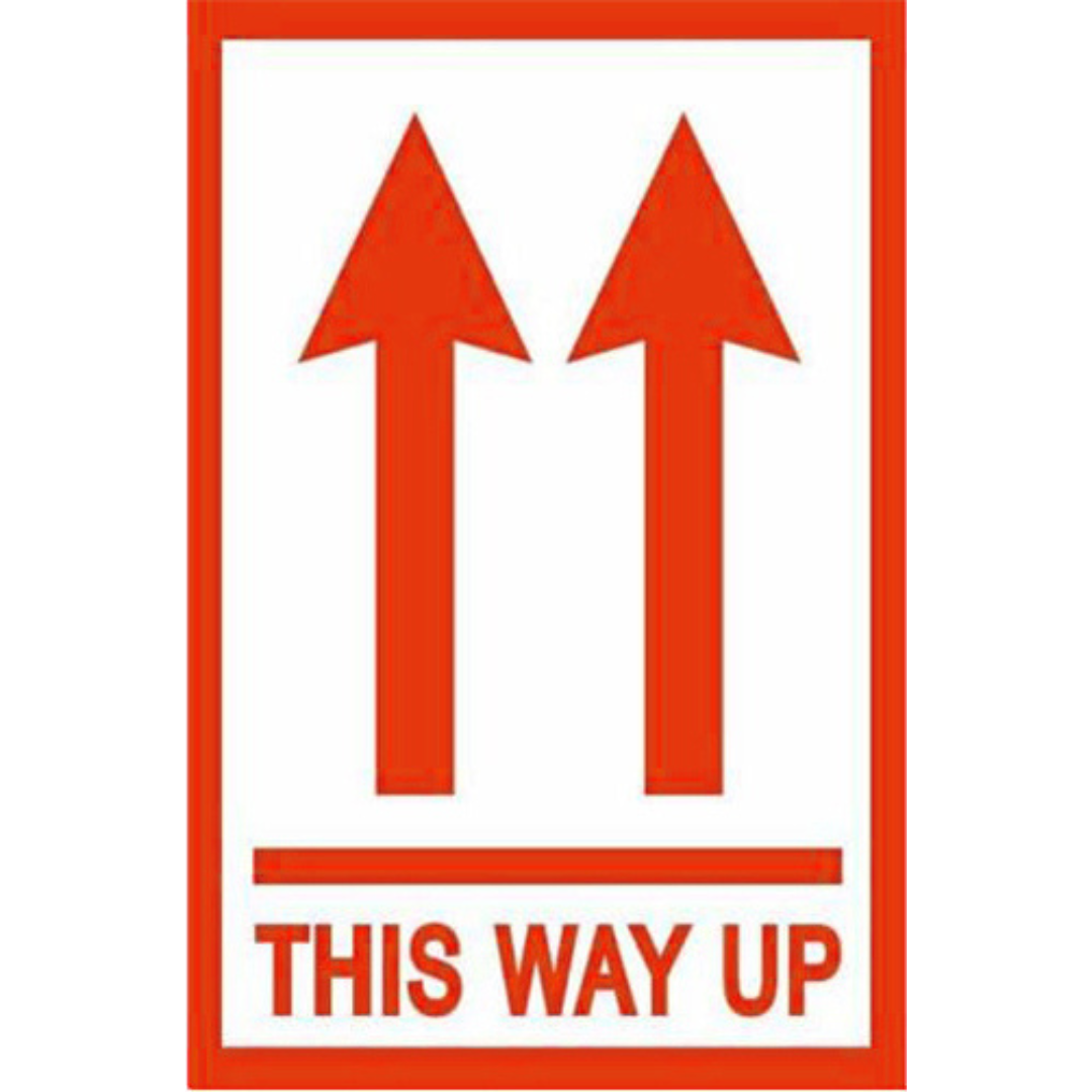 1 Roll x THIS WAY UP Shipping Label Red Text Warning Adhesive Sticker ...
