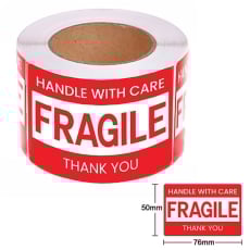 HANDLE WITH CARE 100x75mm Label Adhesive Warning Shipping Sticker (500 ...