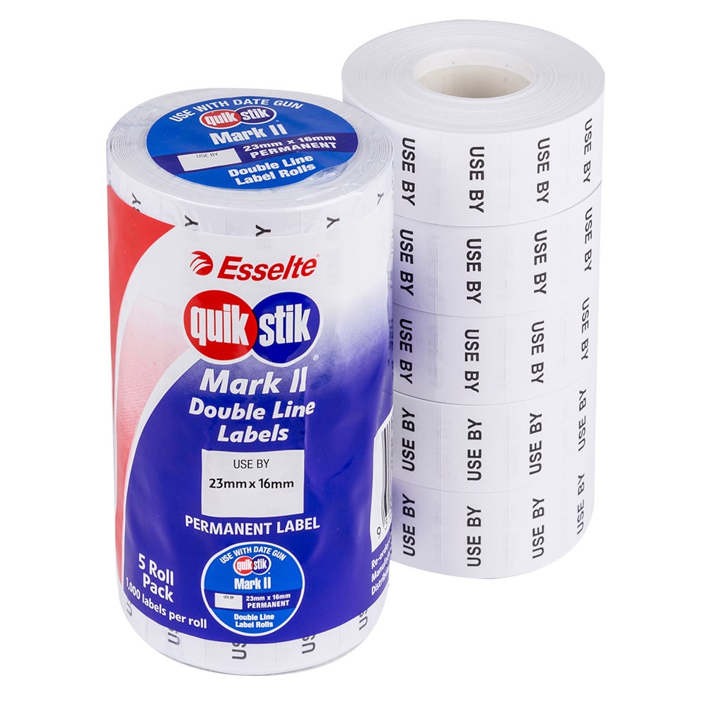 QuikStik 'USE BY' Mark II Date Gun Double Line Label Rolls Permanent ...
