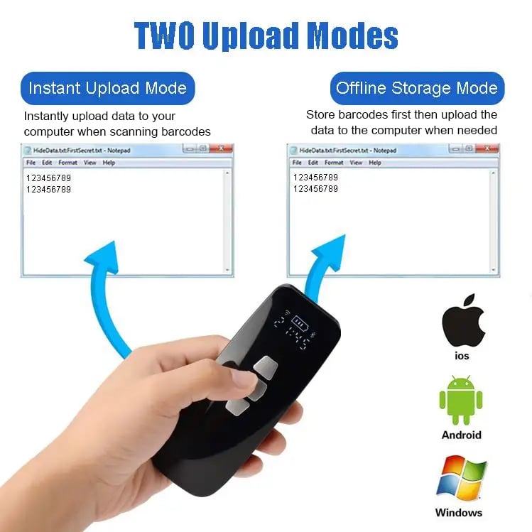 Portable 2D Bluetooth Wireless Barcode QR Code Scanner IS-3200DB (Black ...