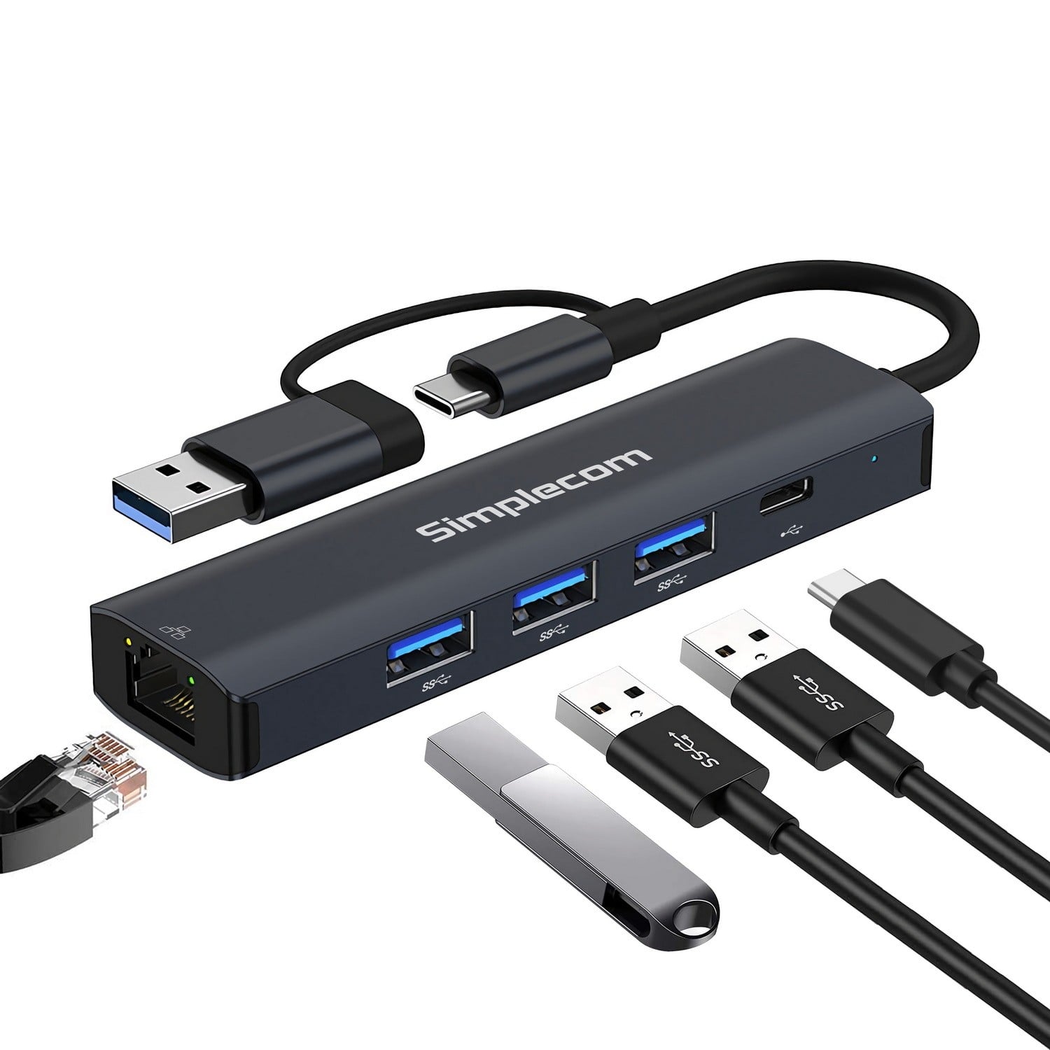 USB 3.0 (USB 3.2 Gen 1) SuperSpeed 4 Port Hub for PC Laptop CH342 ...