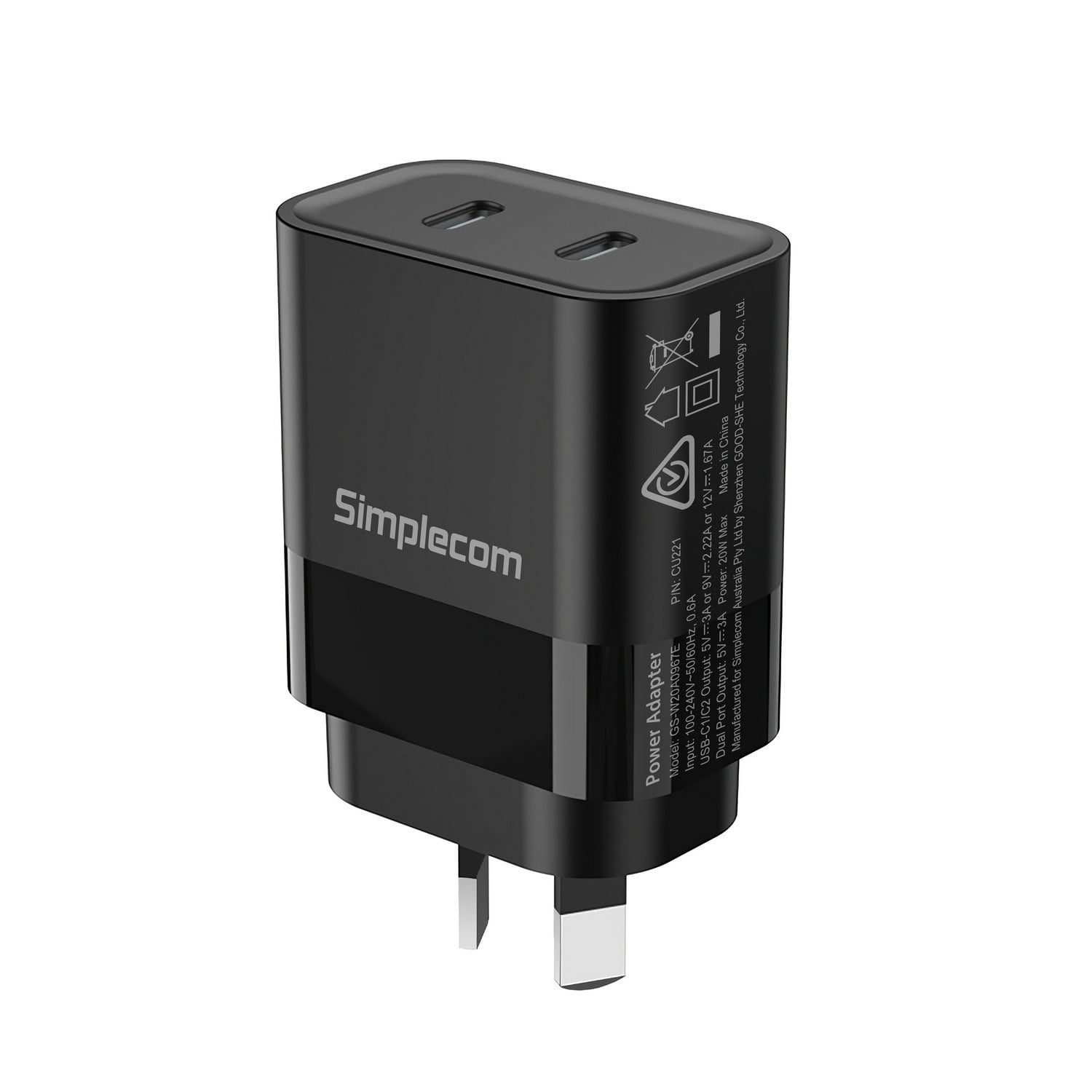 Dual USB-C Ports Fast Wall Charger PD 20W for Smart Phones Tablets ...