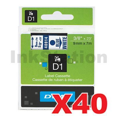 Dymo 40 x SD40914 / S0720690 Genuine 9mm Blue Text on White Label ...