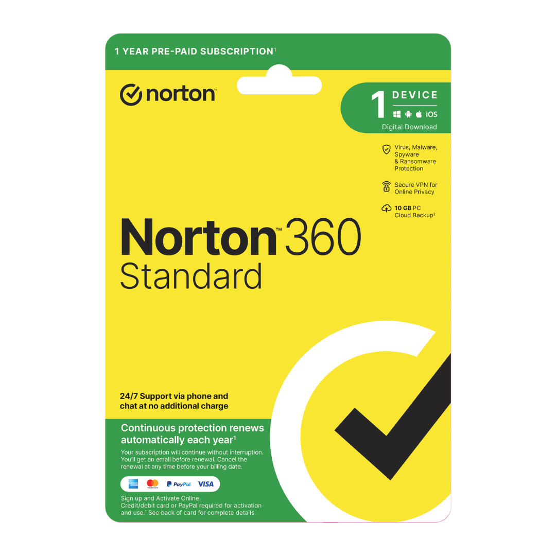 Norton 360 Standard Protection - 1 User 1 Device 1 Year Subscription ...