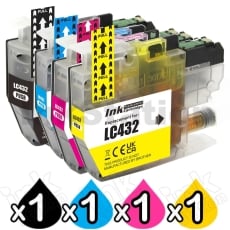 Brother 4 Pack Compatible LC-432XL High Yield Ink Cartridges Combo [1BK ...