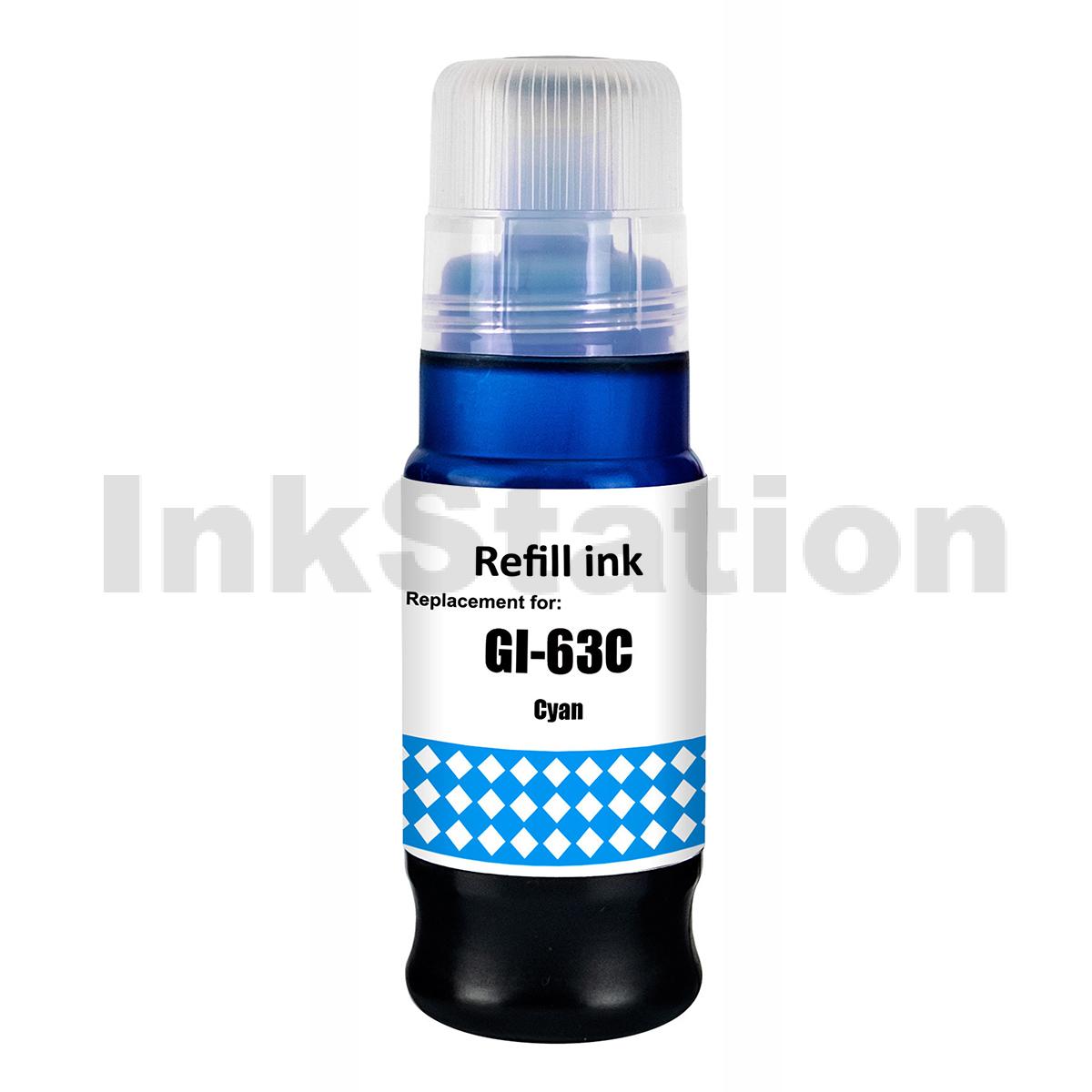 Canon Compatible GI63C Cyan Ink Bottle - 70ML - Ink Cartridges - InkStation