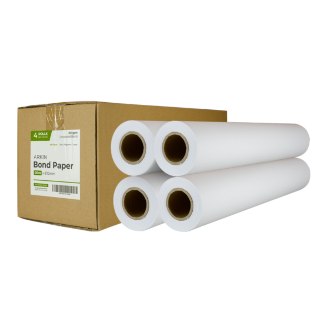 Arkin 24 Inch Bond Paper 610mm x 50m CHBO8061050 80gsm A1 A1+ (Box of 4 ...