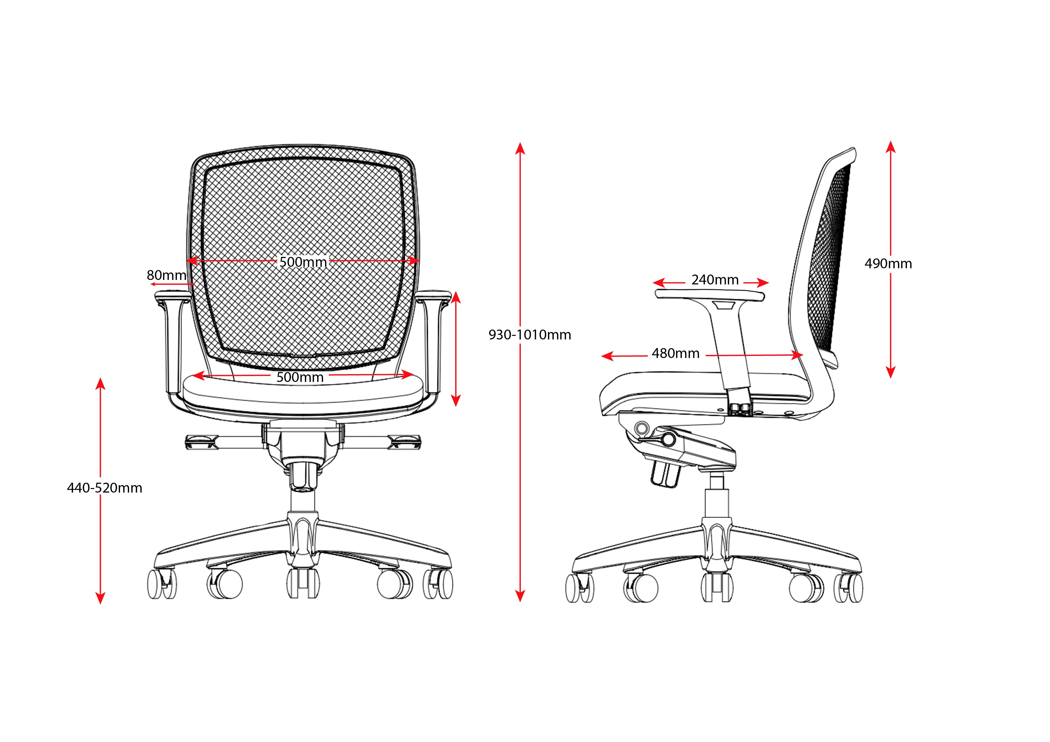 Rapidline Hartley Task Office Computer Chair Mesh Back Height ...
