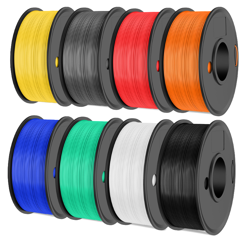 8 Colours PLA+ 3D Filament 1.75mm Combo Pack (Black+White+Grey+Red ...