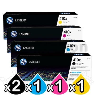 HP 5 Pack 410X (CF410X-CF413X) Genuine Toner Cartridges [2BK,1C,1M,1Y ...