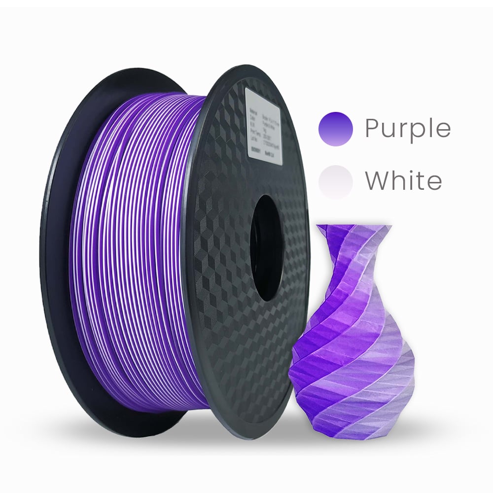 1 x PLA 3D Filament 1.75mm Bicolour Purple & White - 1KG - InkStation