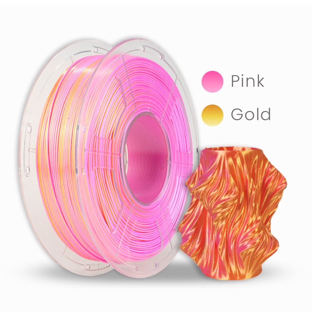 1 x Silk PLA+ 3D Filament 1.75mm Bicolour Pink & Gold - 1KG - InkStation