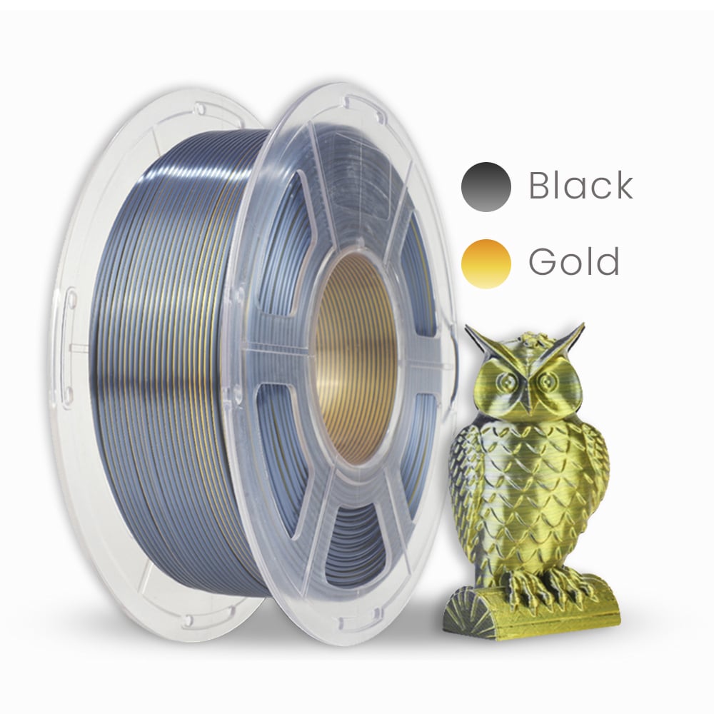 1 x Silk PLA+ 3D Filament 1.75mm Bicolour Black & Gold - 1KG - InkStation