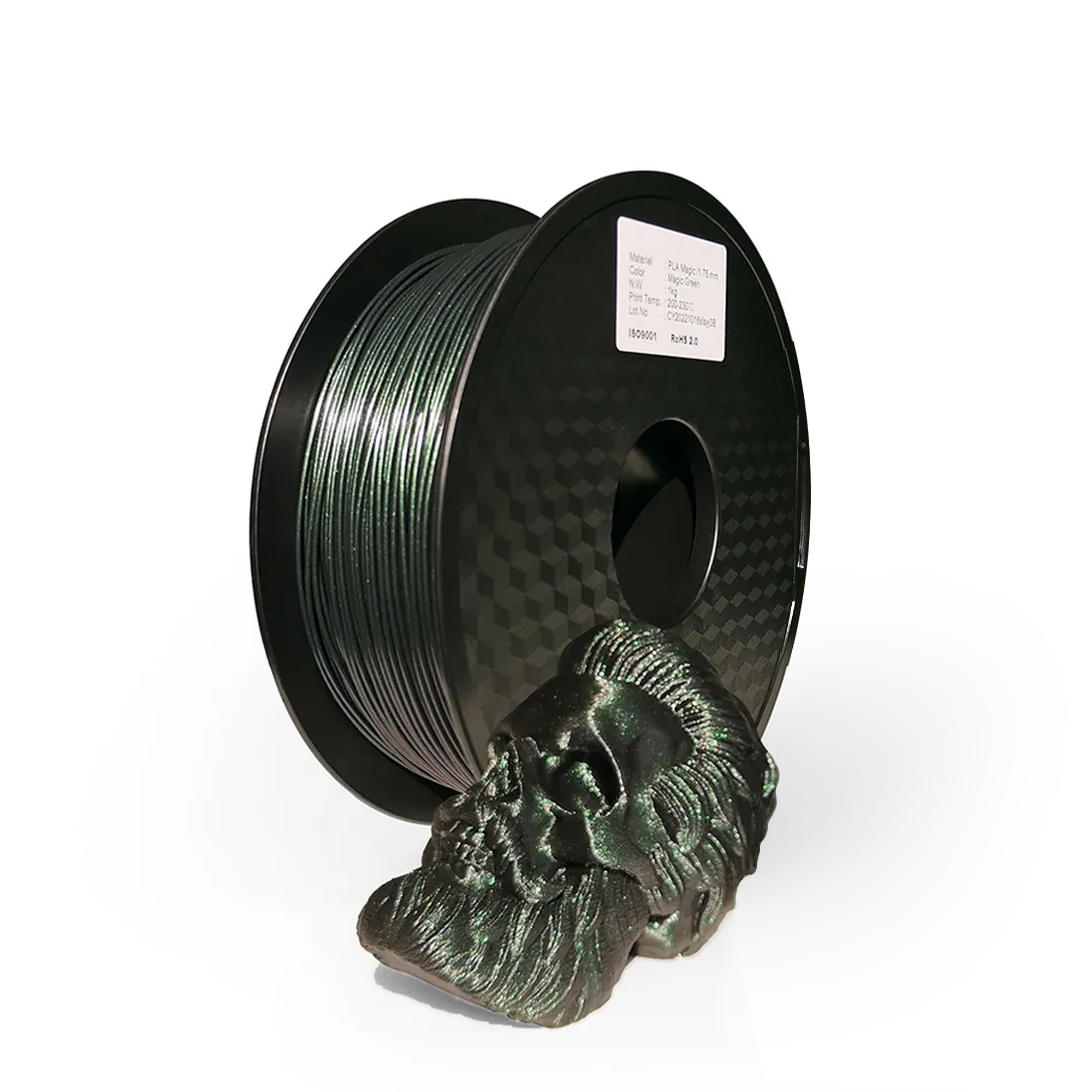 1 x PLA 3D Filament 1.75mm Sparkling Metallic Holographic Magic Green ...