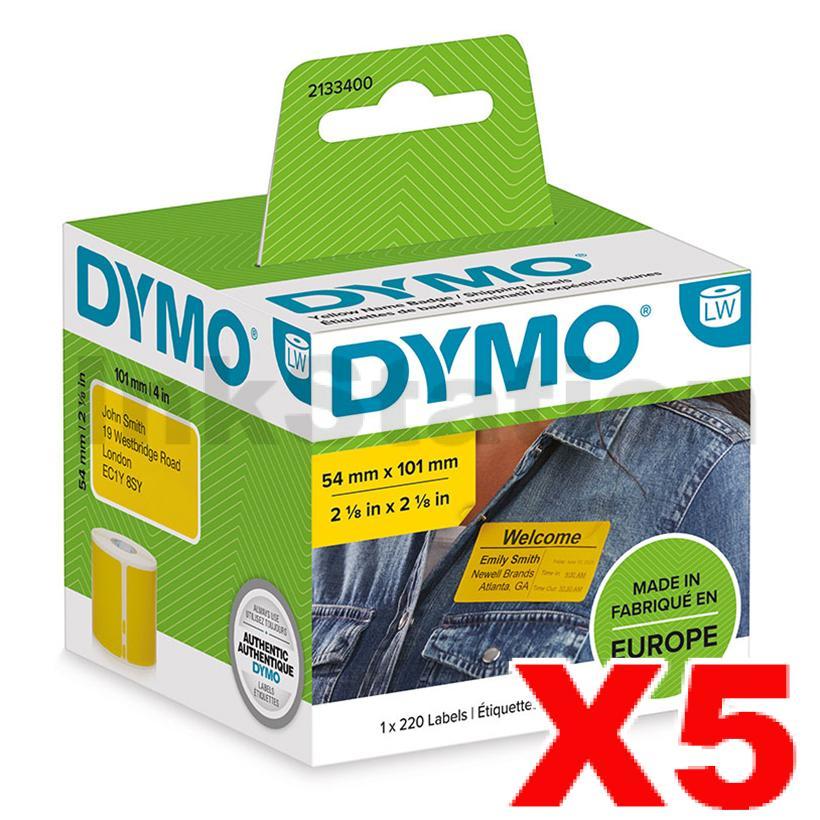 Dymo 5 x SD99014 / 2133400 Genuine Yellow Label Roll 54mm x 101mm -220 ...