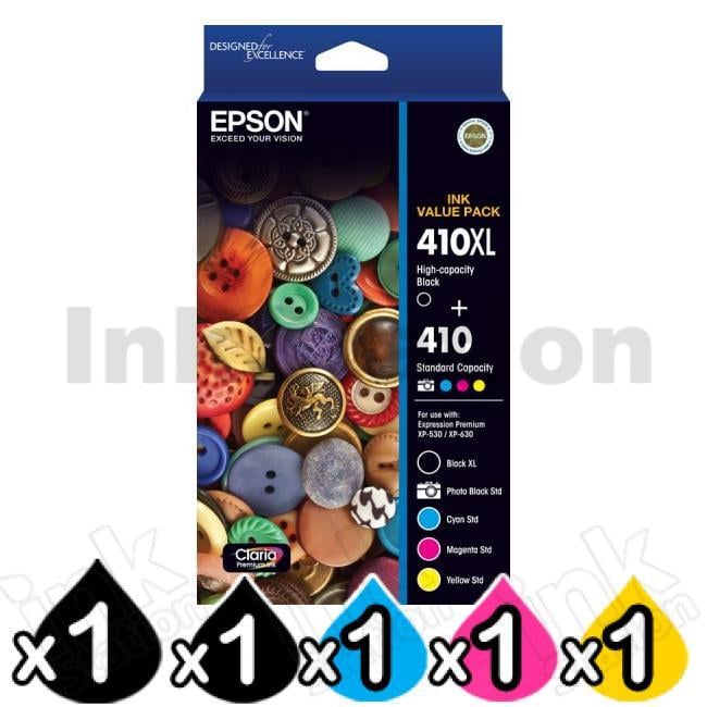Epson 5 Pack 410XL Black + Standard Colours (C13T339792) Genuine Inkjet ...