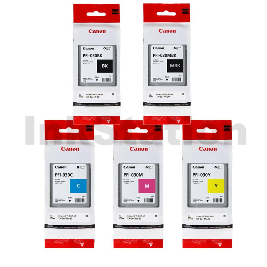 Canon 5 Pack Genuine PFI-030 Ink Tank Combo [1BK,1MBK,1C,1M,1Y] - Ink ...