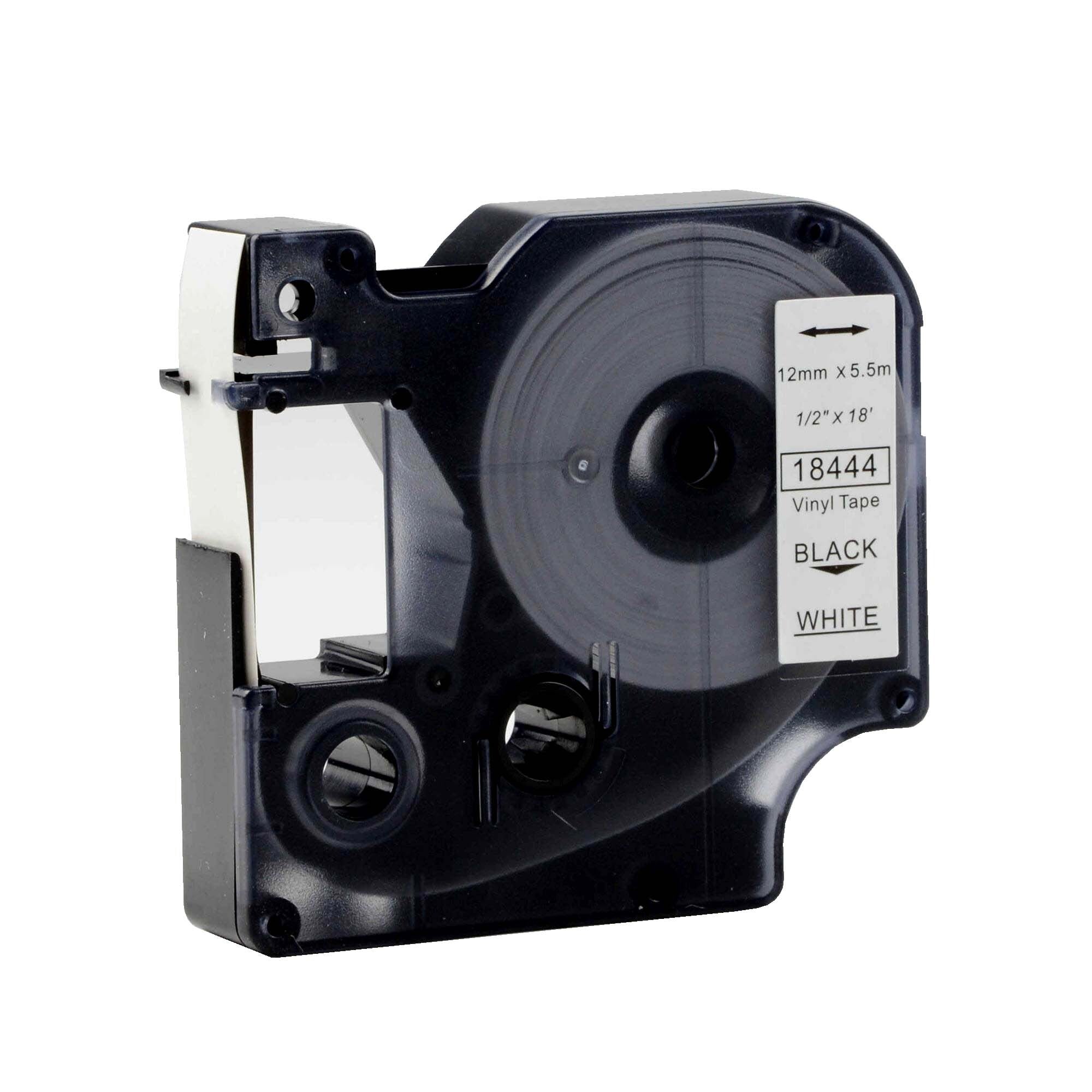 Dymo SD18444 Compatible 12mm Black Text on White Vinyl Industrial Rhino ...