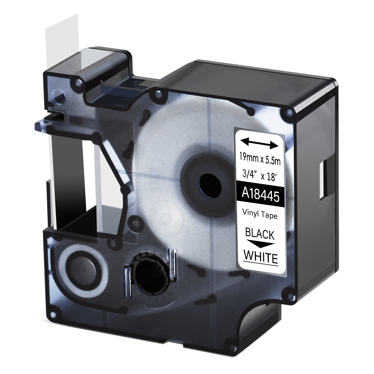Dymo SD18445 Compatible 19mm Black Text on White Vinyl Industrial Rhino ...
