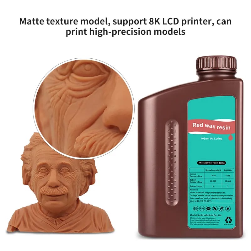 Red Wax Resin 8K Ultra High Resolution LCD UV-Curing For LCD Printers ...