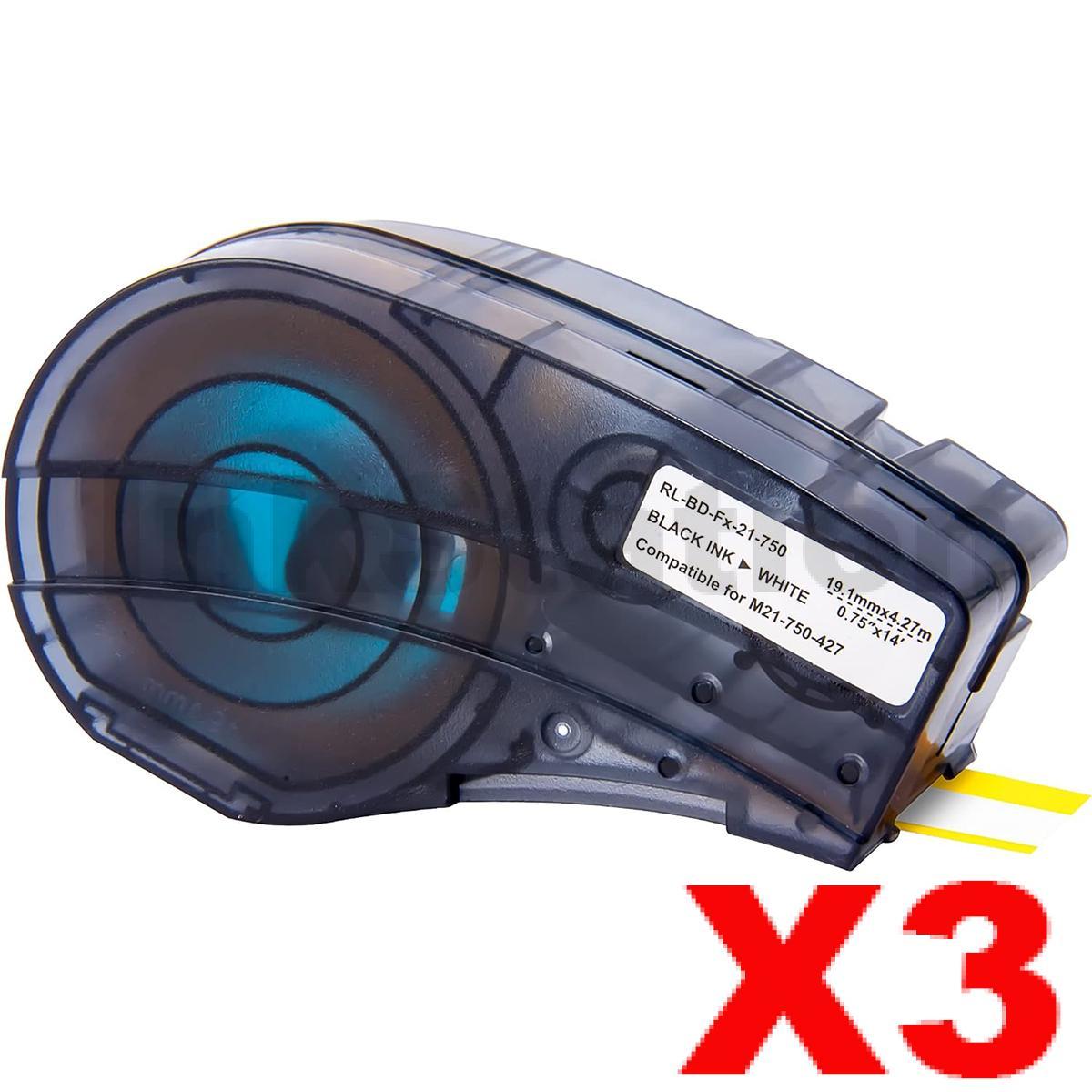 Brady 3 x Compatible M21-750-427 Black on White Self-Laminating Vinyl ...