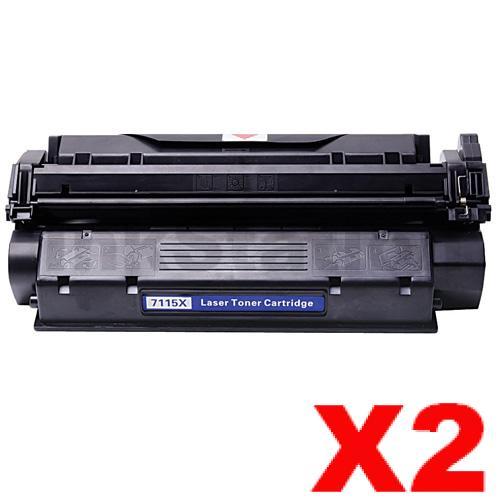 HP 2 x C7115X (15X) Compatible Black Toner Cartridge - 3,500 Pages ...