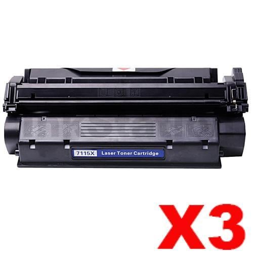 HP 3 x C7115X (15X) Compatible Black Toner Cartridge - 3,500 Pages ...