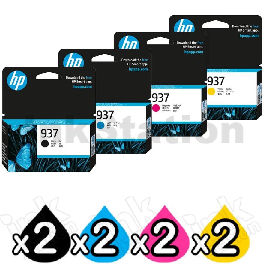 HP 8 Pack 937 Genuine Ink Cartridges Combo 4S6W2NA - 4S6W5NA [2BK,2C,2M ...