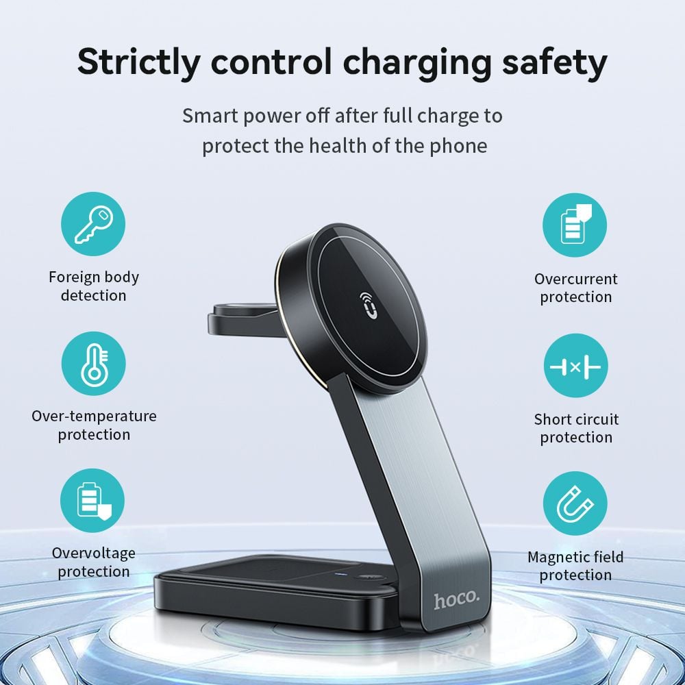 3-In-1 Magnetic 15W Wireless Fast Charger Hoco CQ3 - InkStation