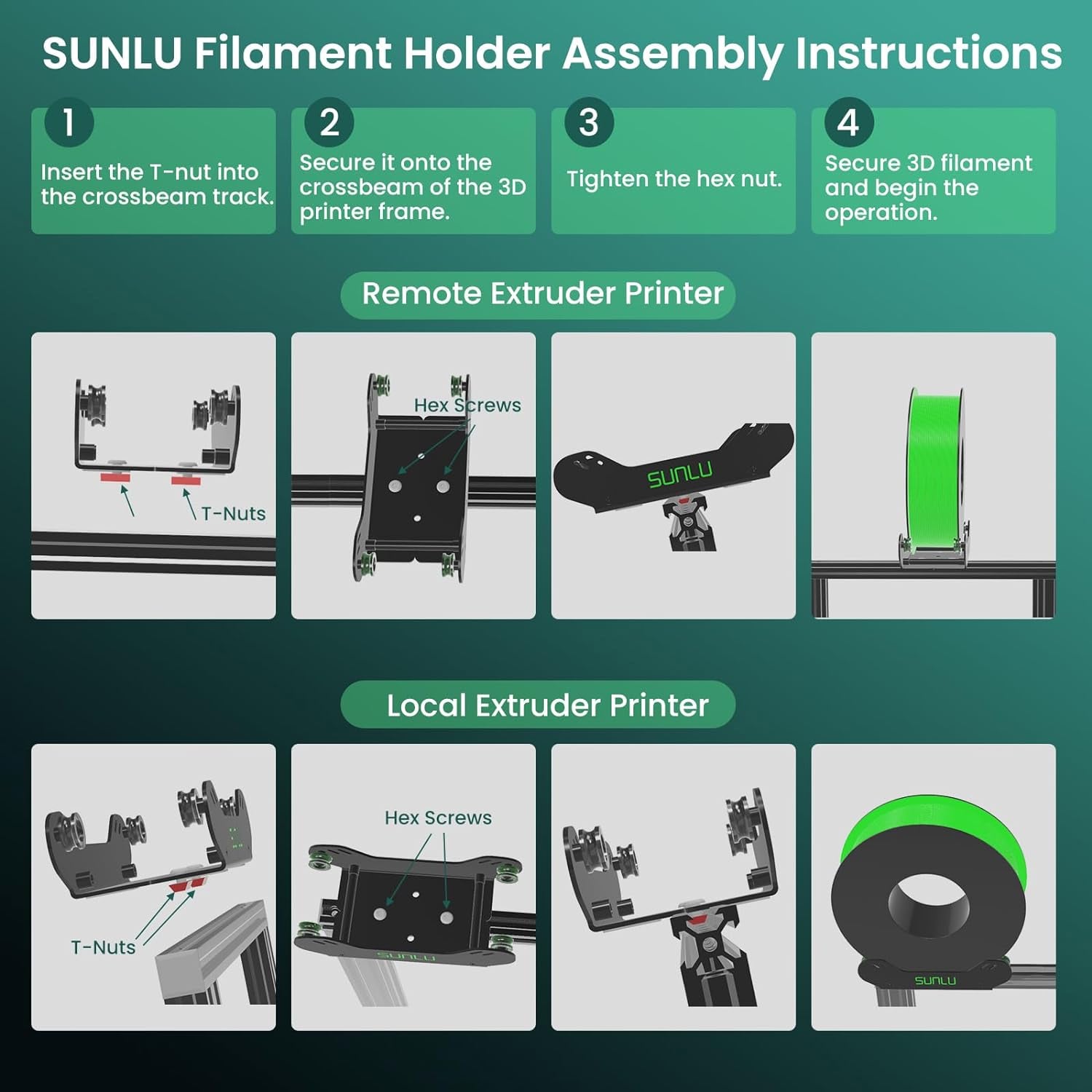3D Filament Holder For 56mm to 140mm Wide Spools Weight Capacity Up to ...