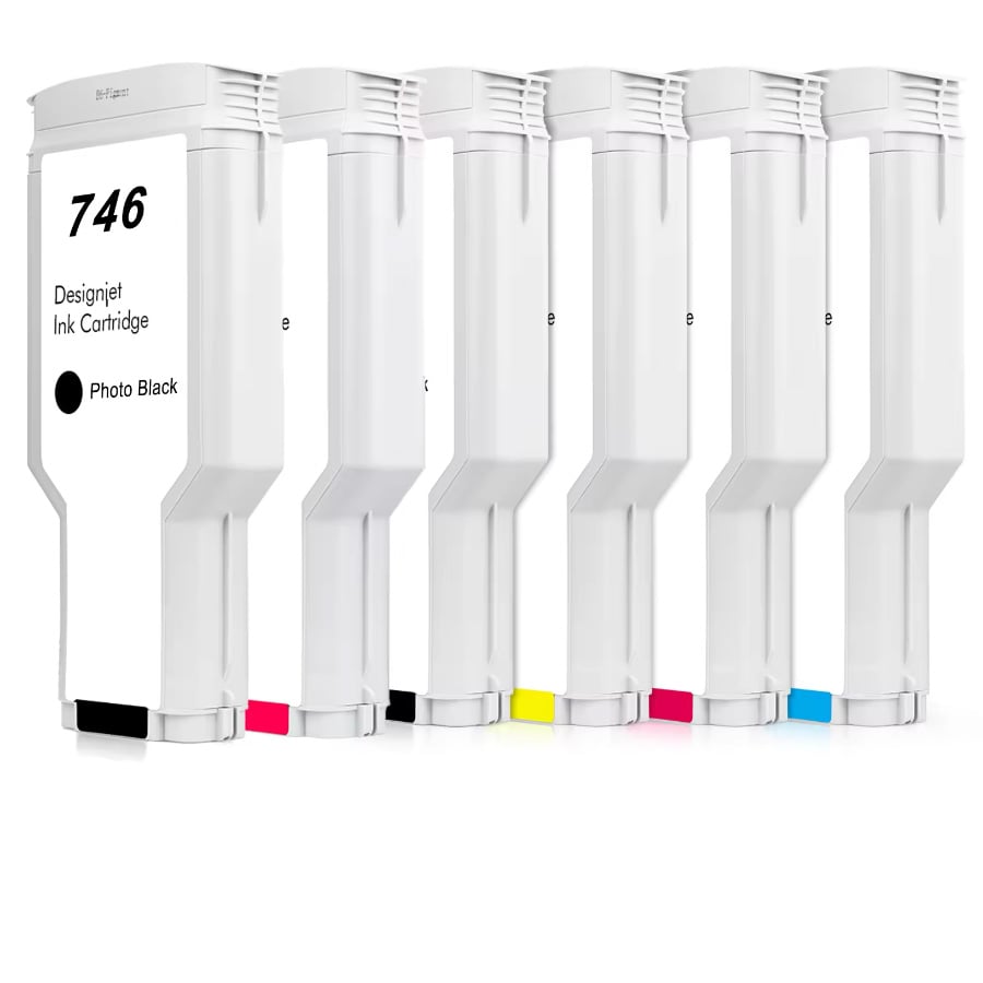 HP 6 Pack 746 Compatible 300ML DesignJet Ink Cartridges Combo [1MBK ...