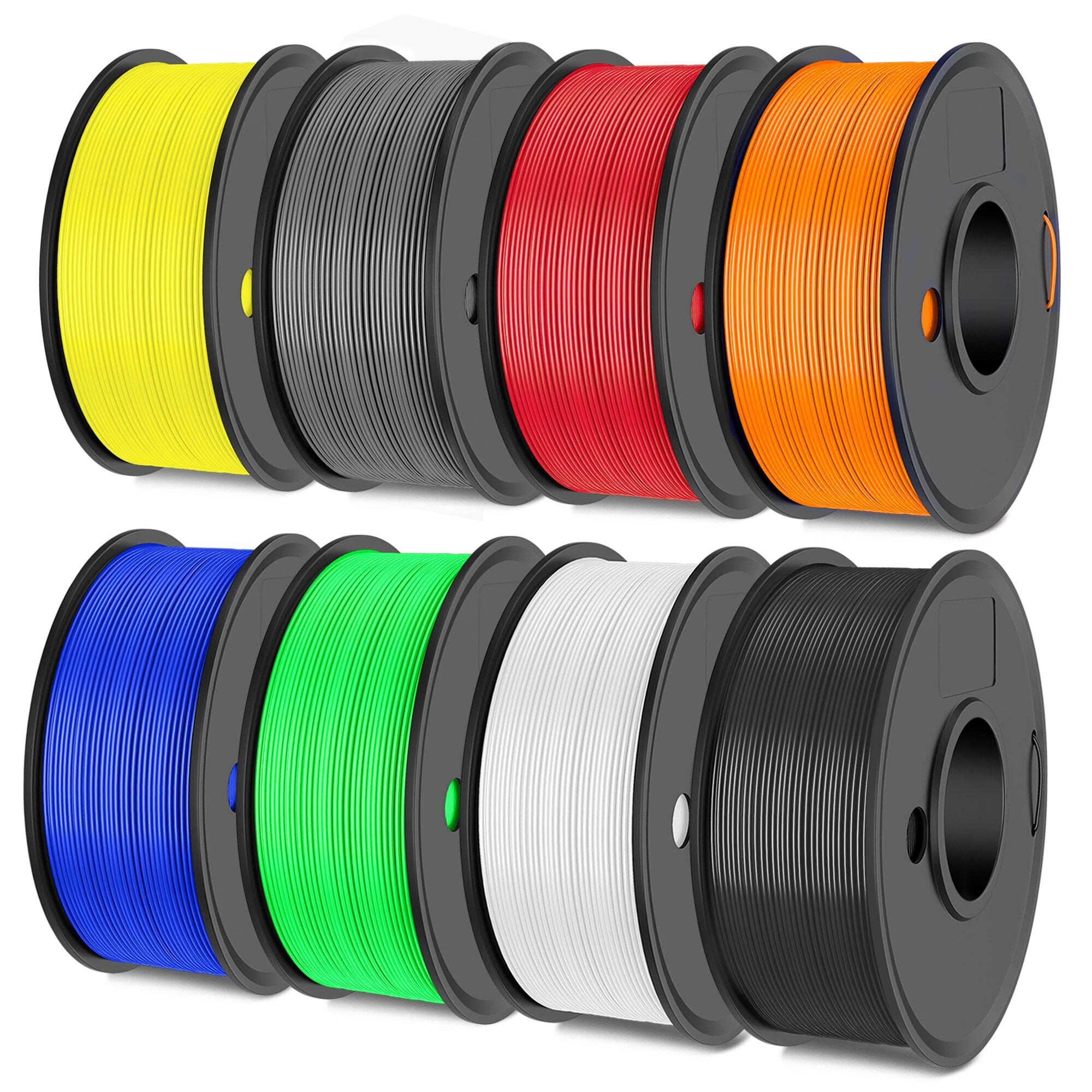 8 Colours PLA+ 3D Filament 1.75mm Combo Pack (Black+White+Grey+Red ...