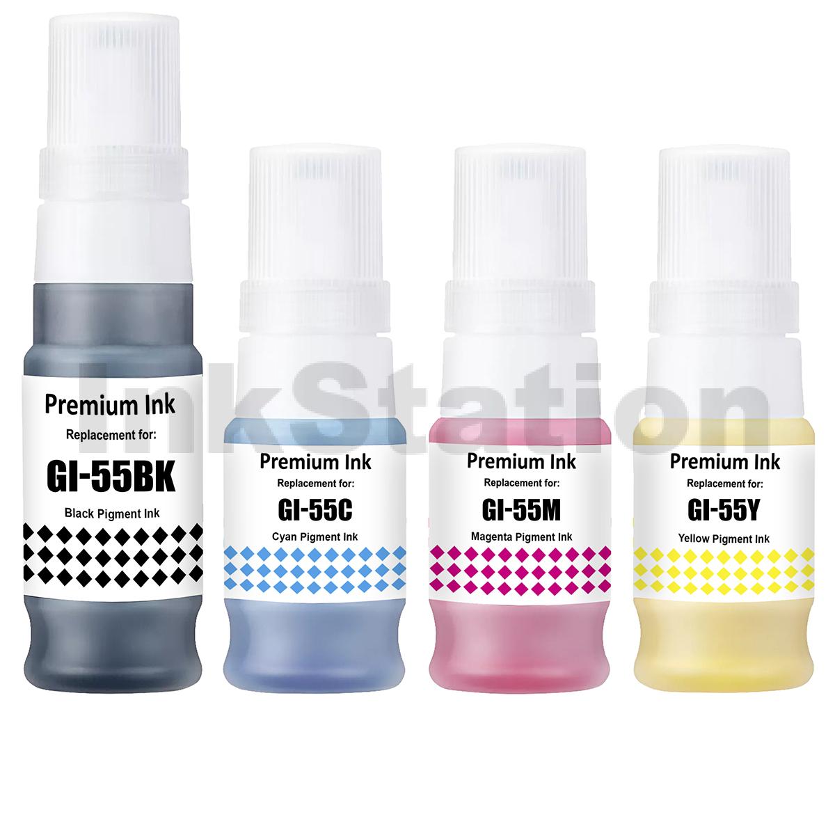 Canon 4-Pack Compatible GI-55 Ink Bottle Combo [1BK,1C,1M,1Y] - Ink ...